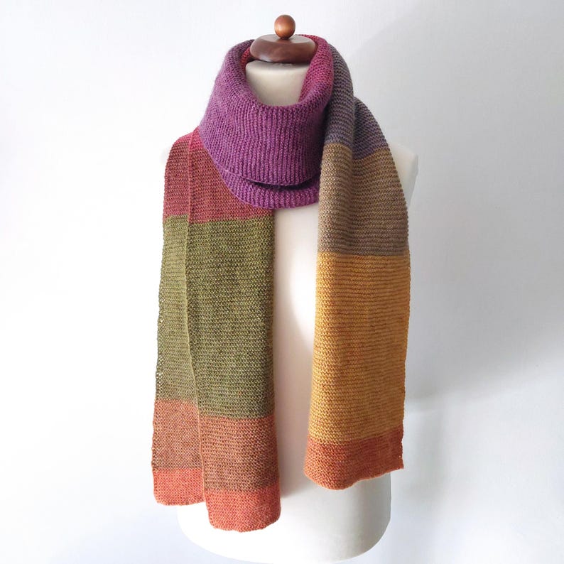Hand Knit Scarf in Autumnal Colors - Etsy