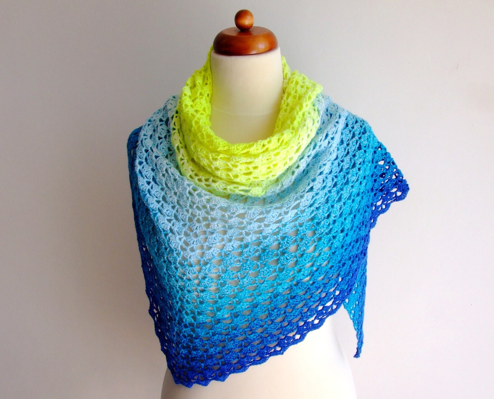 Colorful Shawl Hand Crocheted From Cotton/acrylic Blend, Various Colors ...