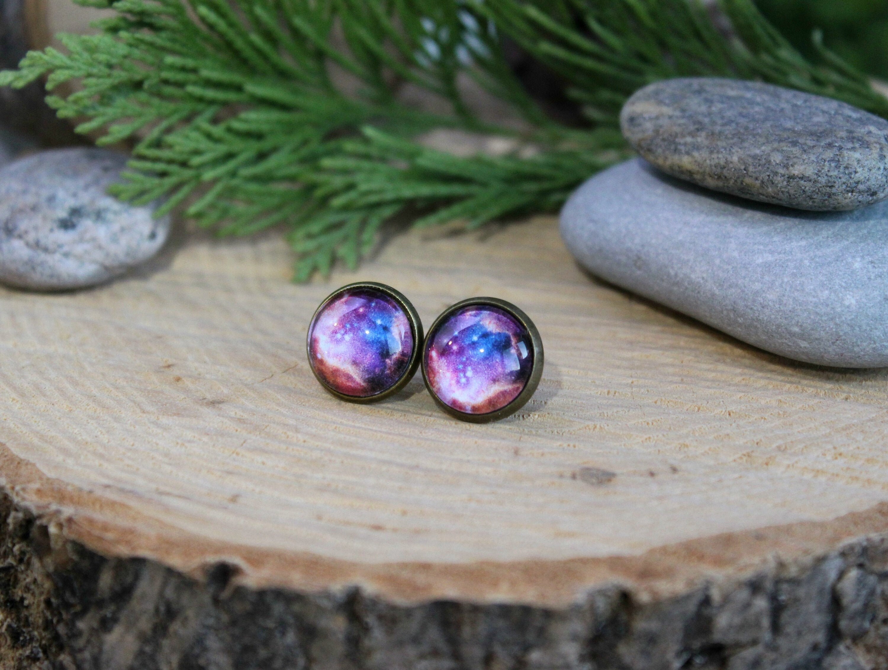 Galaxy Stud Earrings Space Jewelry Nebula Stud Earrings | Etsy
