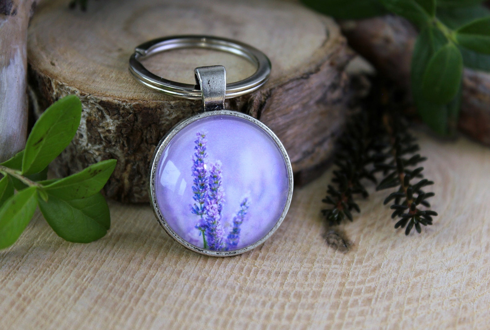 Lavender Keychain | Lavender Key Ring | Flower Keychain | Women Gift ...