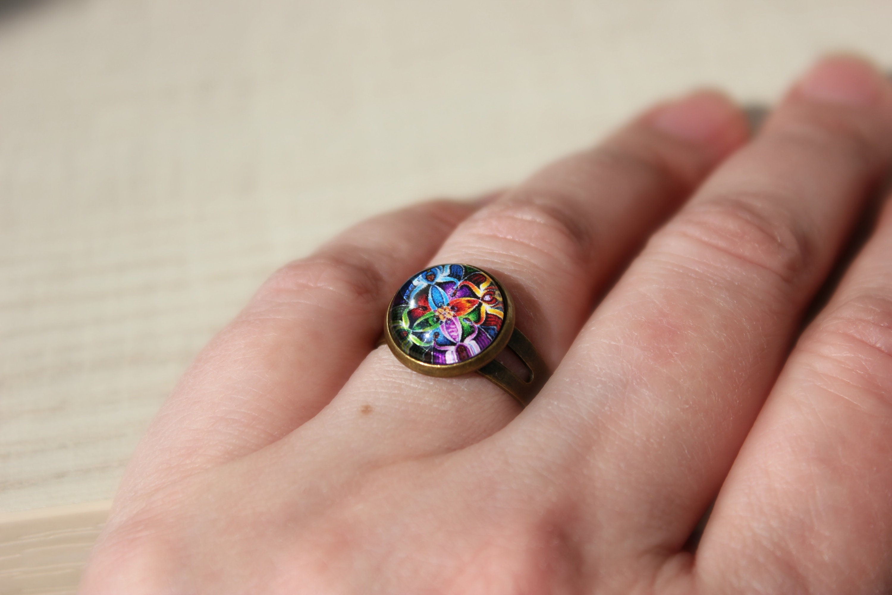 Rainbow Ring | Abstract Wavy Pattern Ring | Kaleidoscope Ring ...