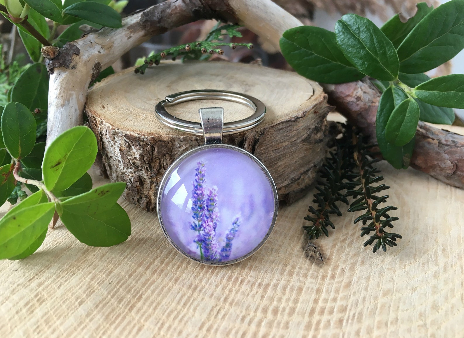 Lavender Keychain | Lavender Key Ring | Flower Keychain | Women Gift ...