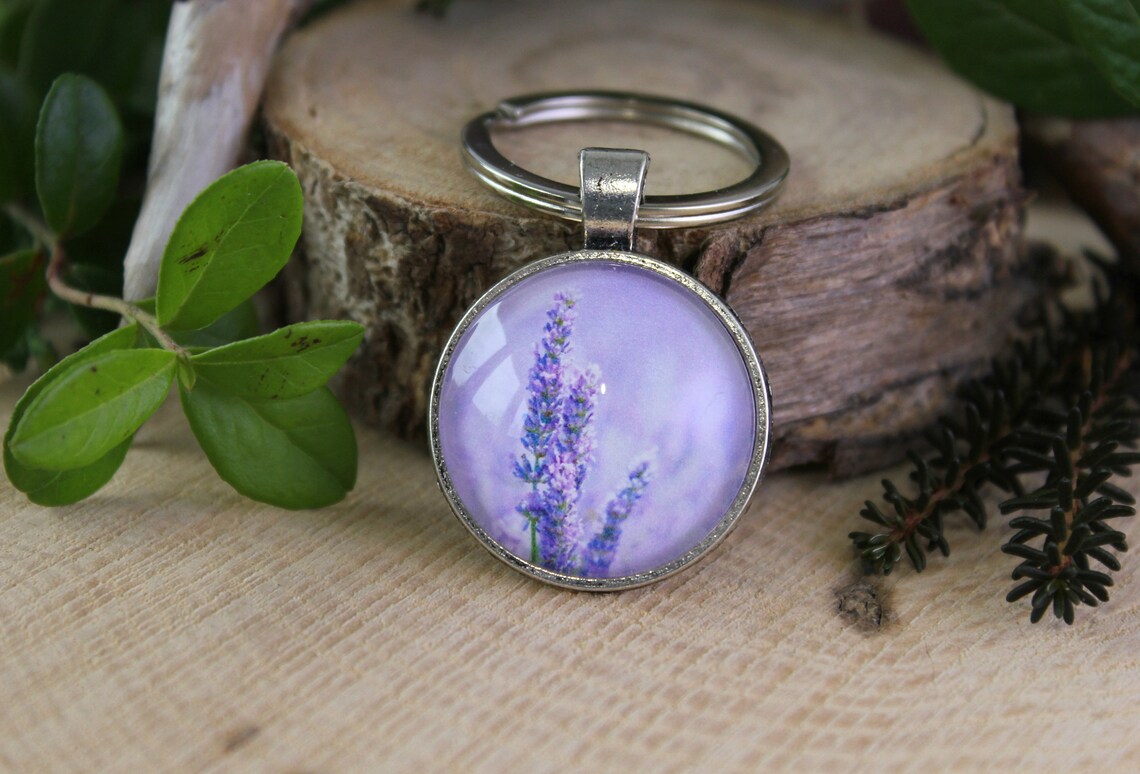 Lavender Keychain | Lavender Key Ring | Flower Keychain | Women Gift ...
