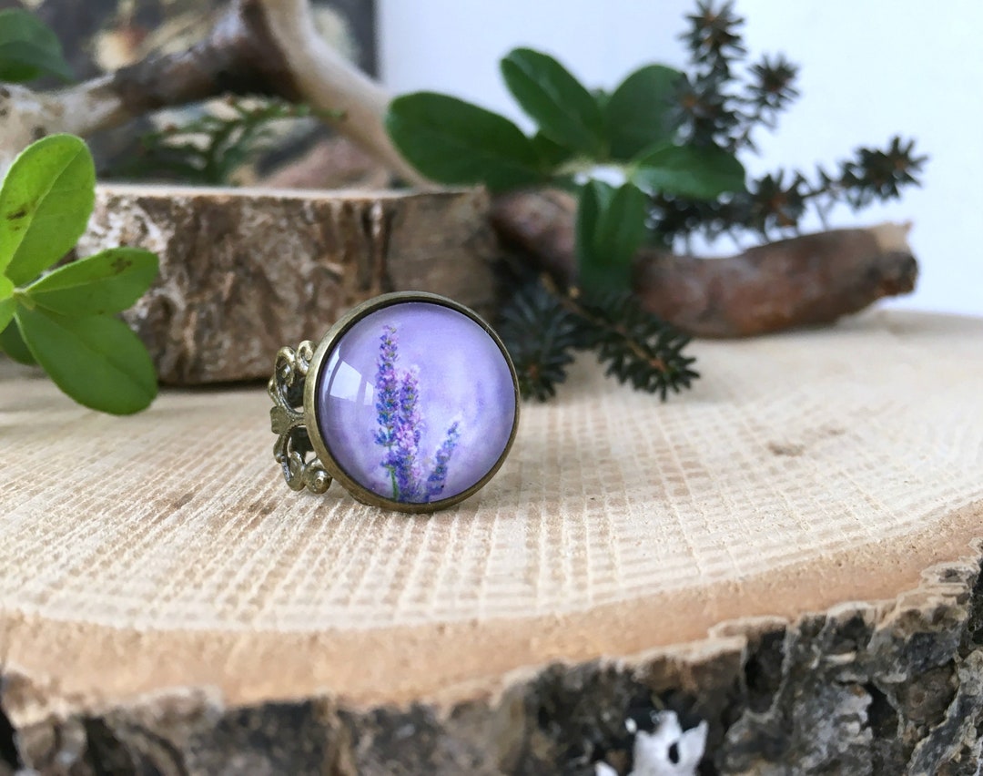 Lavender Ring | Lavender Jewelry | Flower Jewelry | Lilac Flower Ring ...