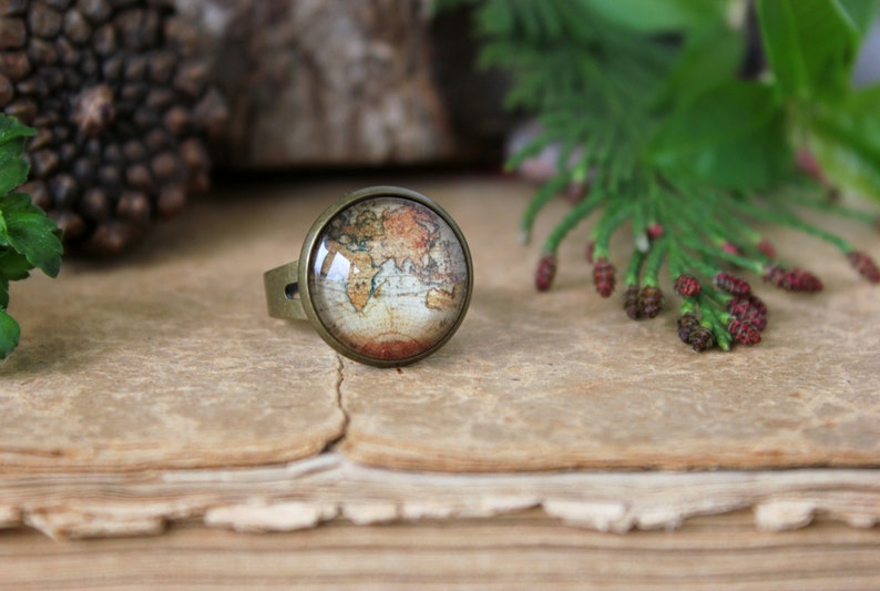 Vintage Map Ring Map Ring Map Jewelry Vintage World Map | Etsy
