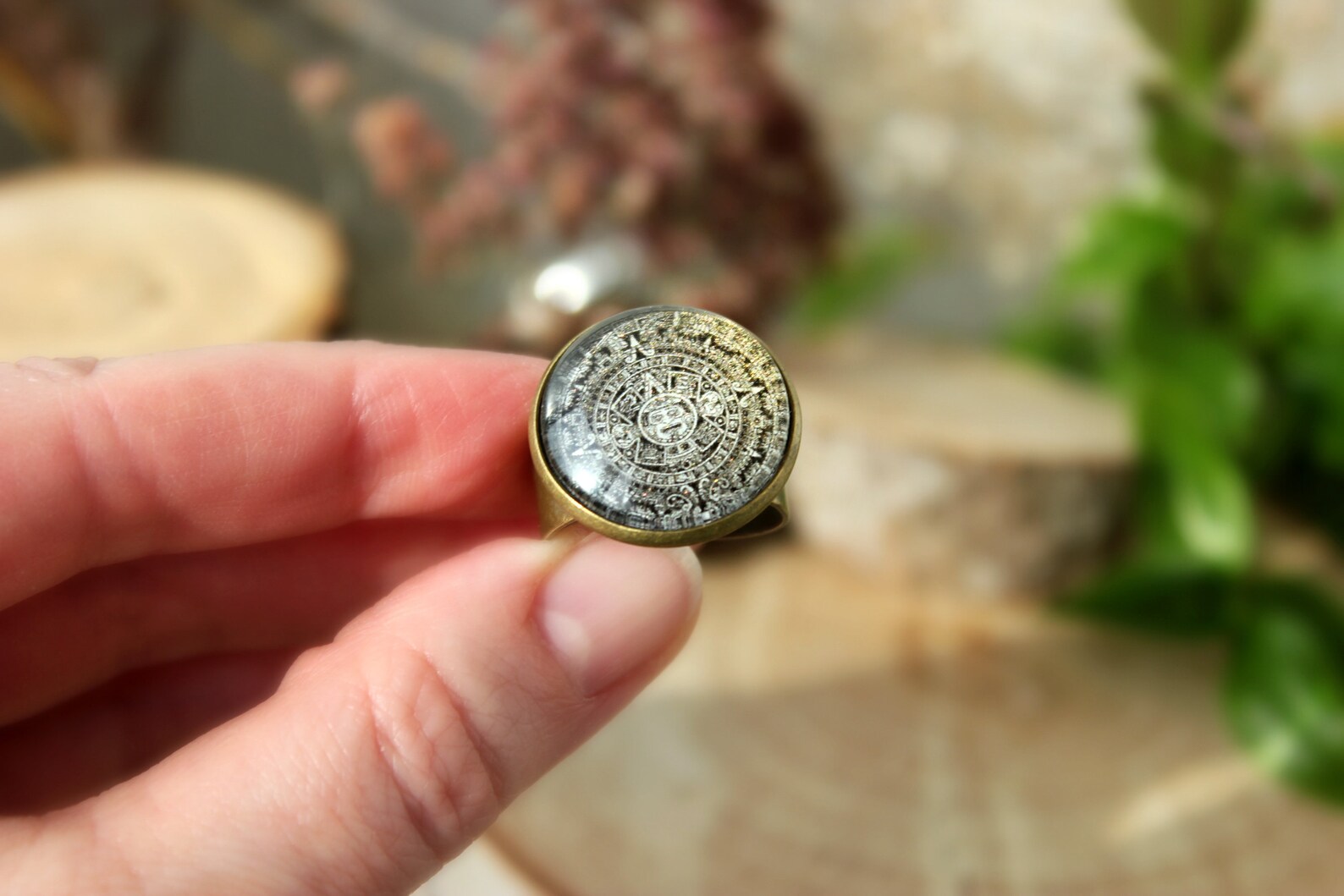 Mayan Calendar Ring Sparkling Ring Aztec Calendar - Etsy