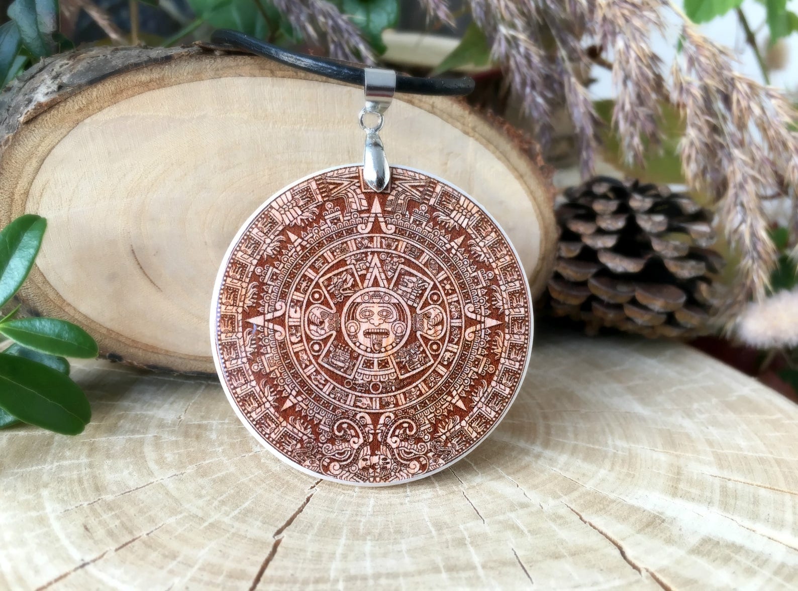 Round Maya Calendar Pendant Made Out of Polymer Clay Ancient - Etsy