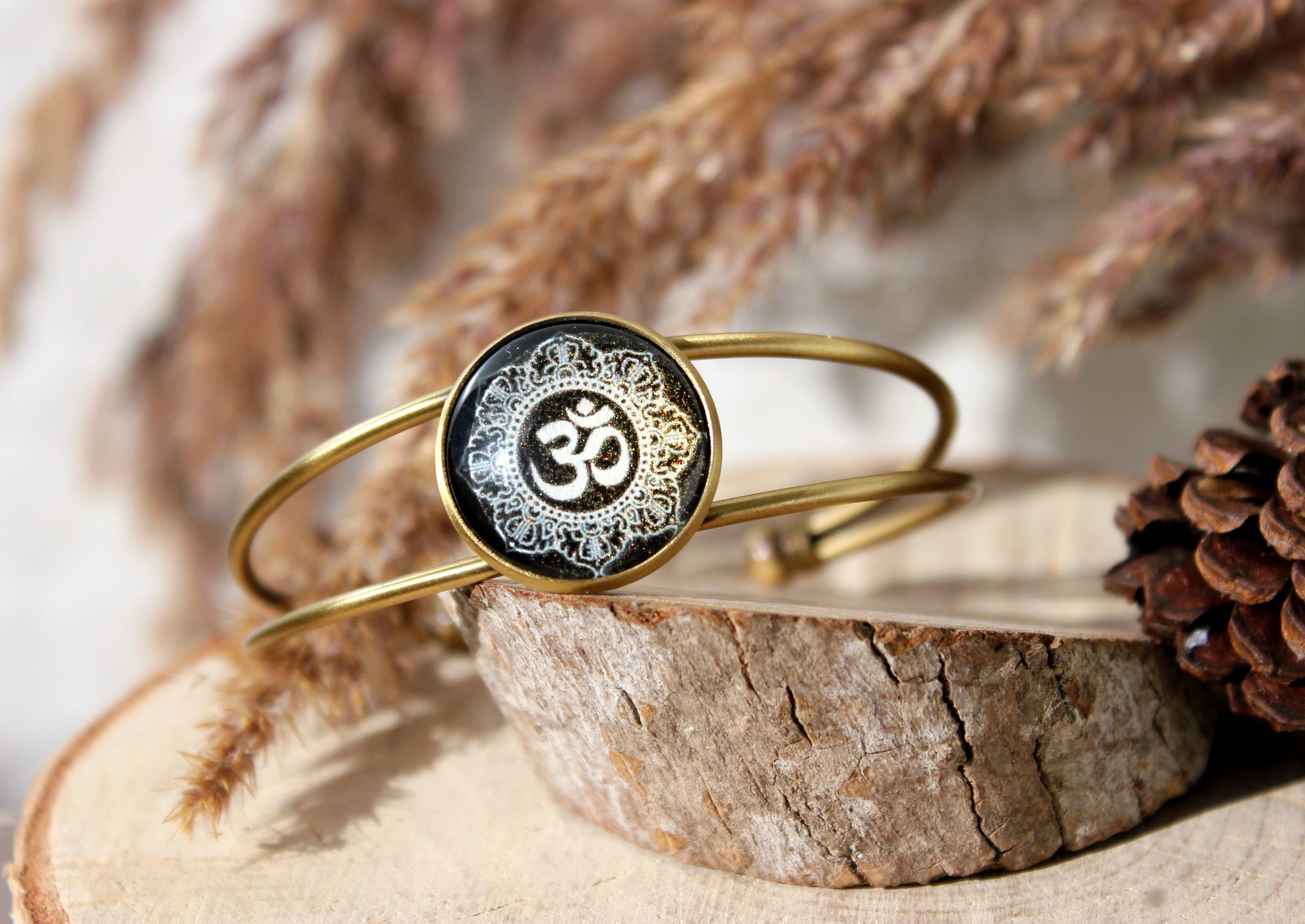 Om Bracelet Hindu Jewelry Yoga Bracelet Sparkling | Etsy