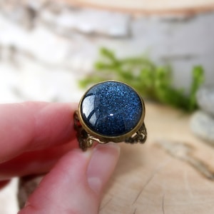 Navy Blue Ring | Antique Bronze Ring | Adjustable Ring | Galaxy Ring ...
