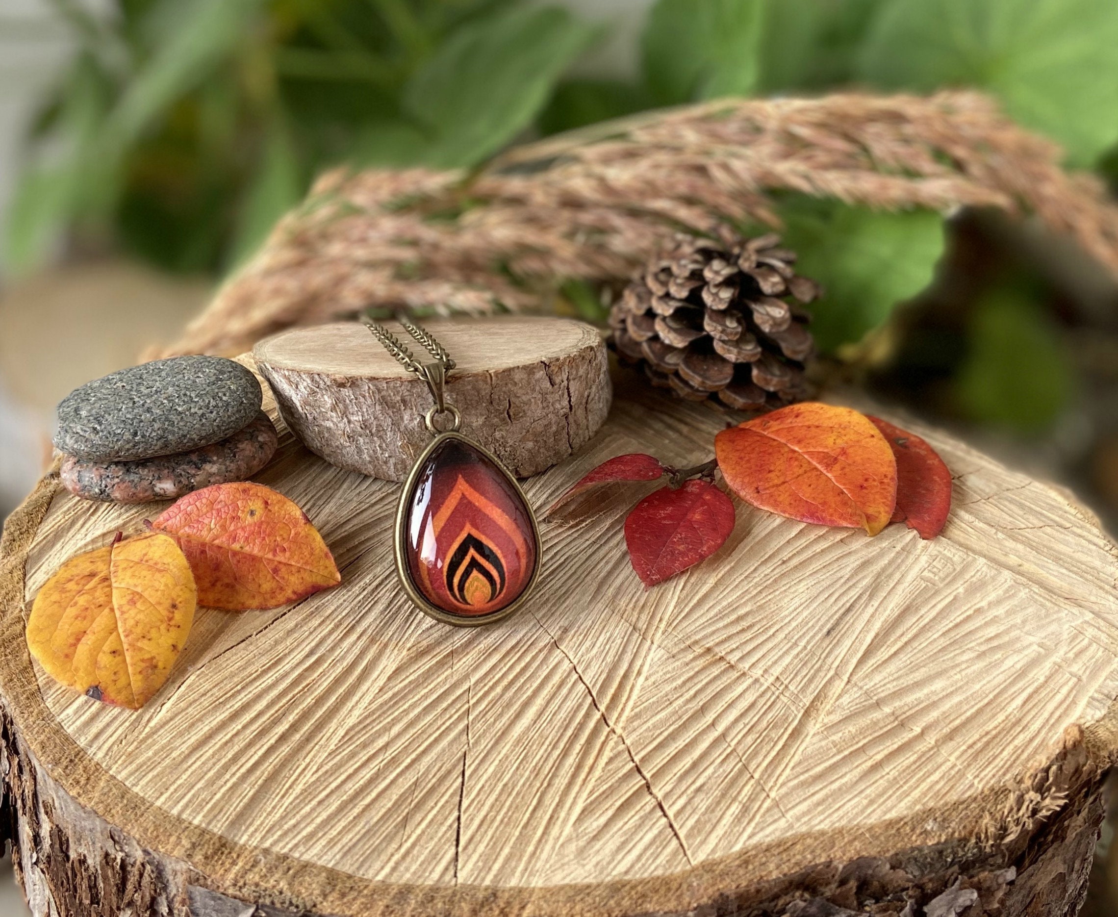 Levels of Flame Pendant Fire and Flames Jewelry Tear Drop | Etsy