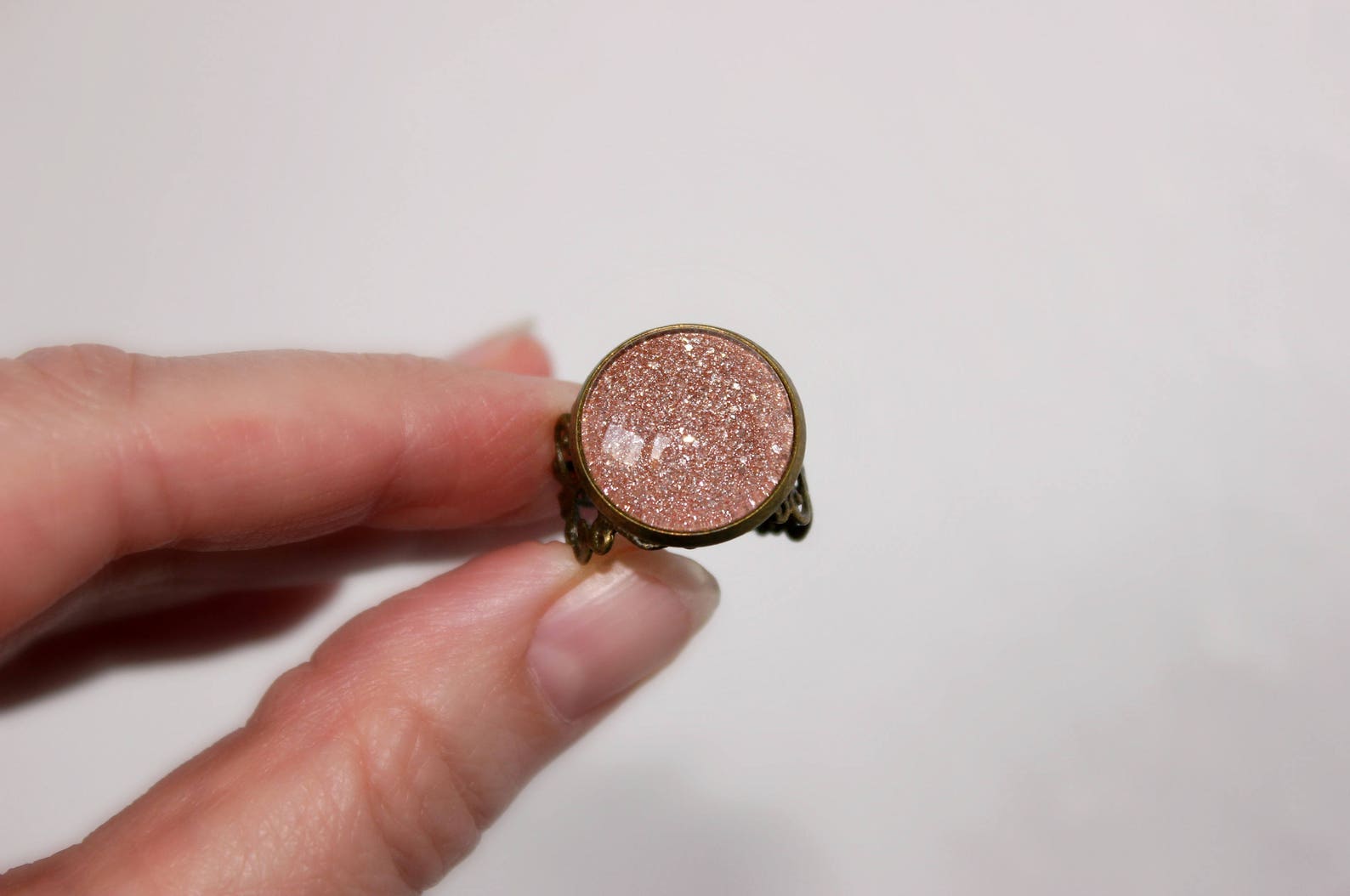 Glitter Ring Rose Gold Sparkling Ring Glitter Jewelry | Etsy