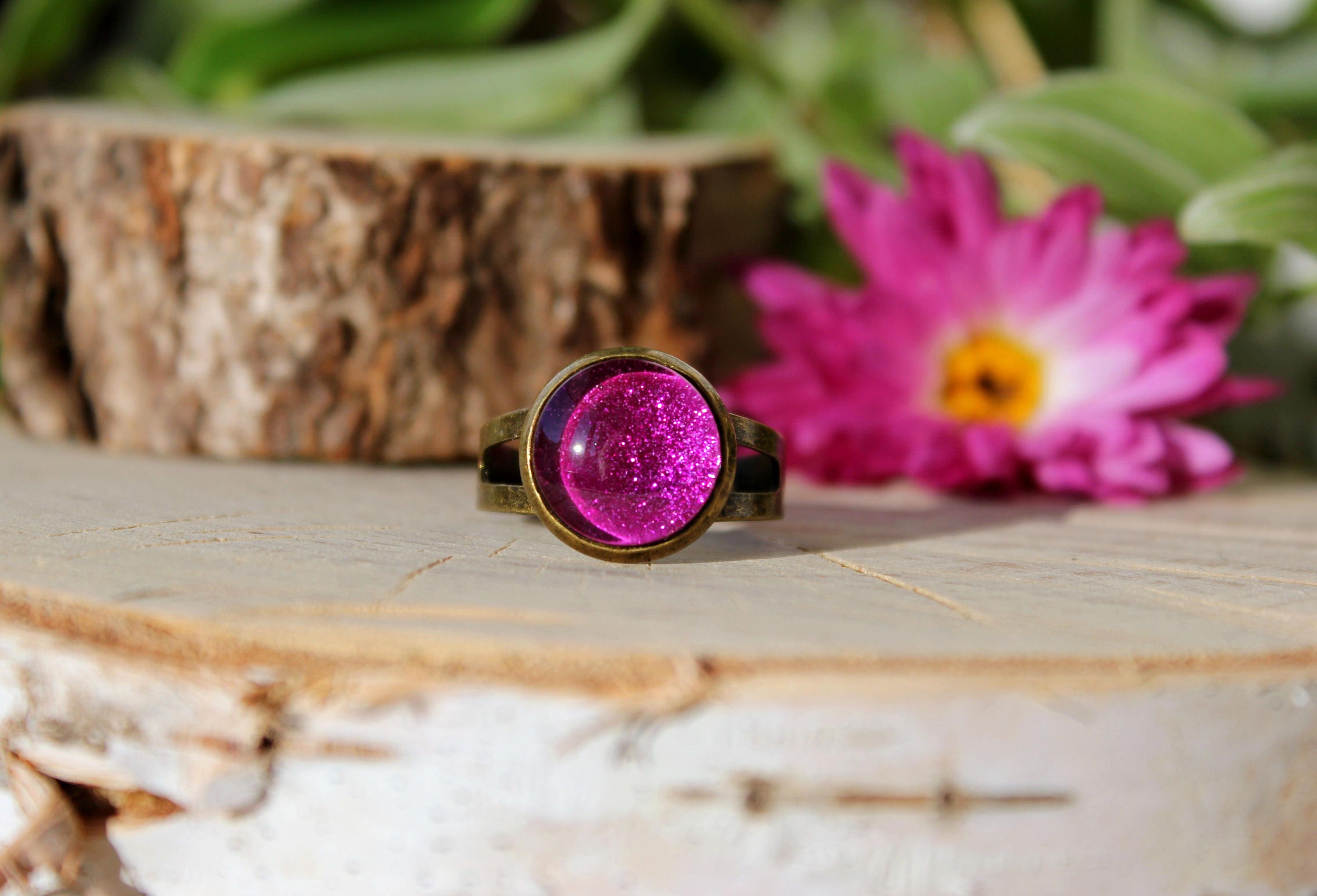 Glitter Ring Magenta Sparkling Ring Sparkly Glitter Ring - Etsy
