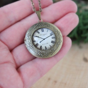 Vintage Clock Locket Necklace | Photo Locket | Antique Bronze Photo ...