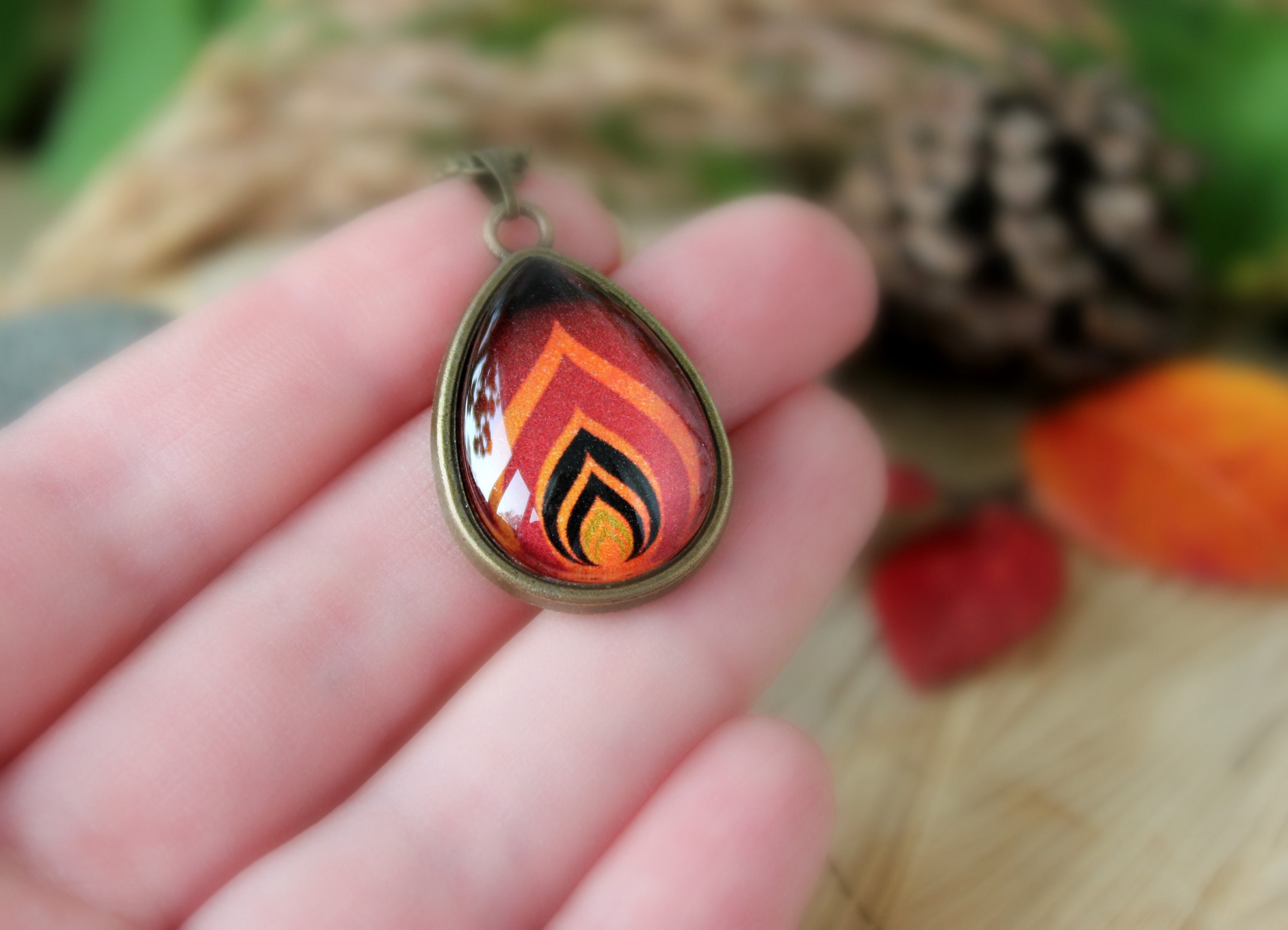 Levels of Flame Pendant Fire and Flames Jewelry Tear Drop | Etsy