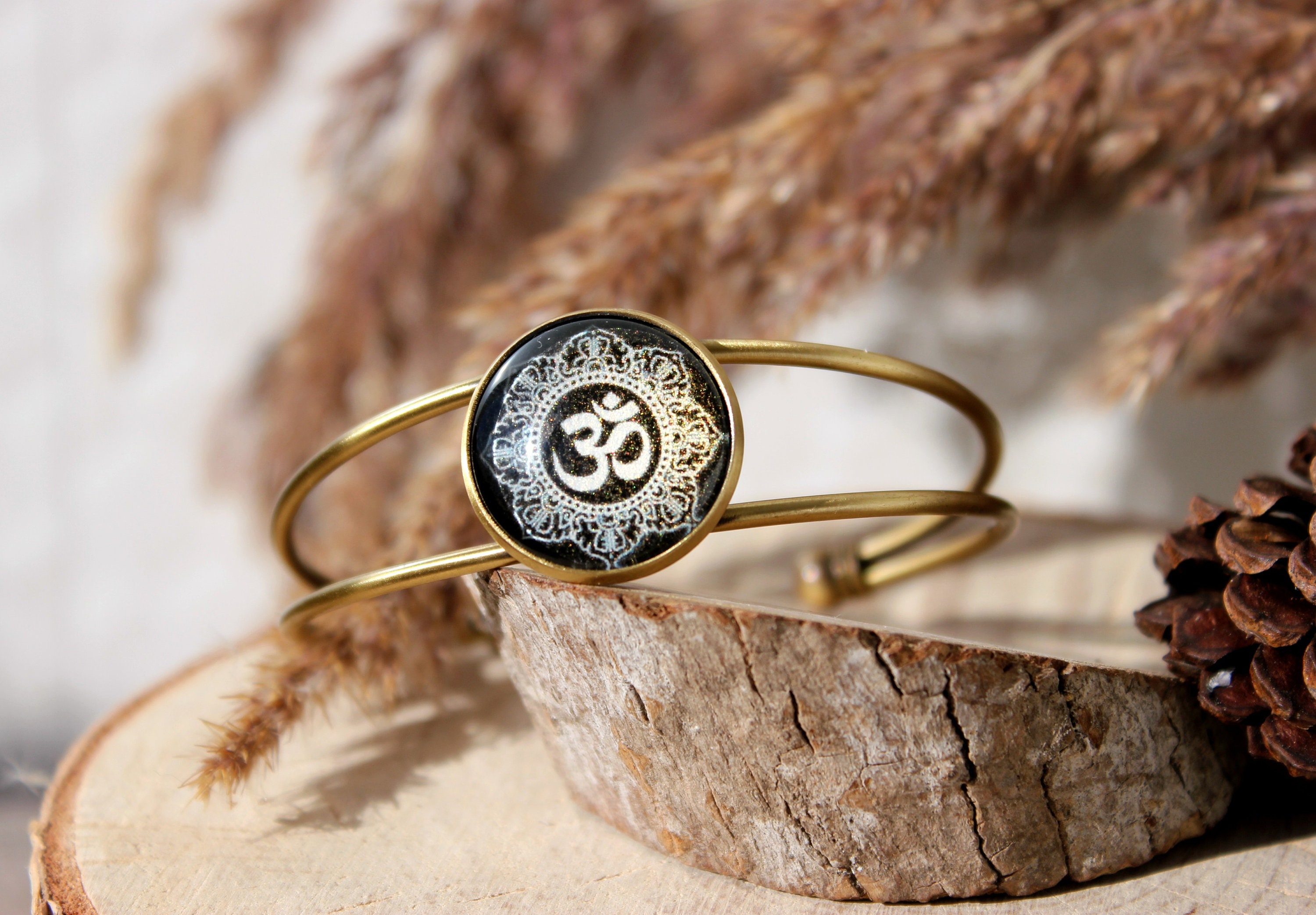 Om Bracelet Hindu Jewelry Yoga Bracelet Sparkling | Etsy