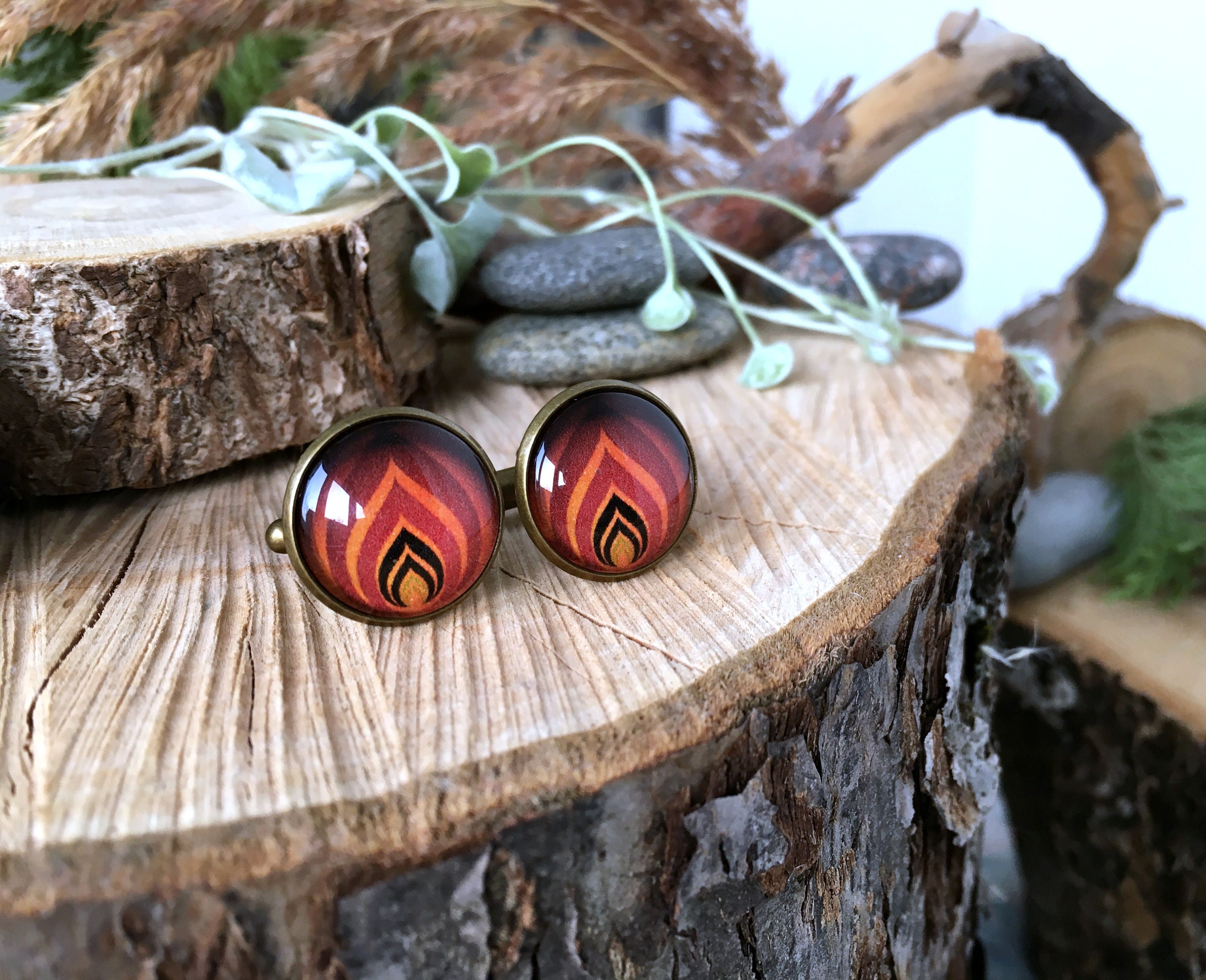Levels of Flame Cufflinks | Fire and Flames Cufflinks | Wedding Cuff ...