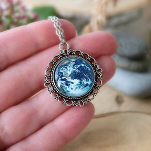 Planet Earth Pendant | Earth Pendant | Galaxy Jewelry | Space Necklace ...