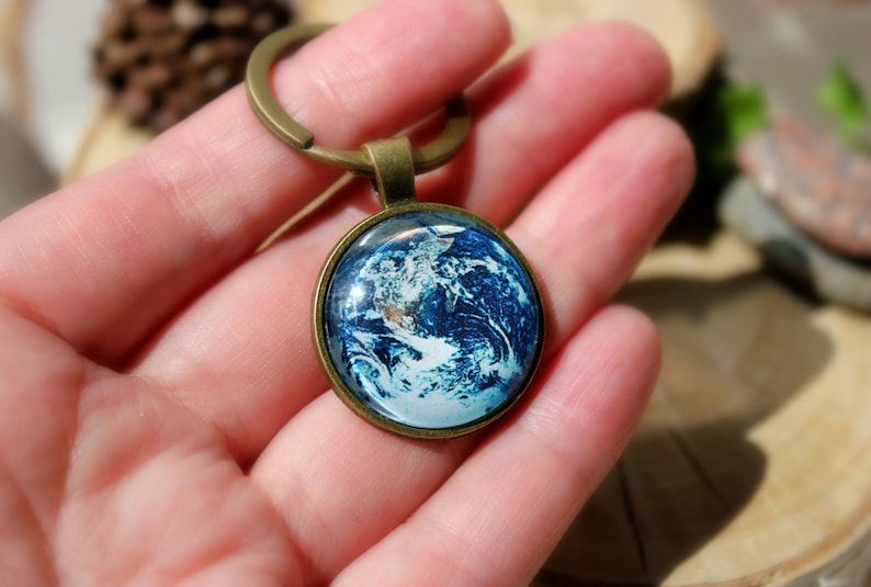 Planet Earth Keychain Space Jewelry Galaxy Jewelry | Etsy