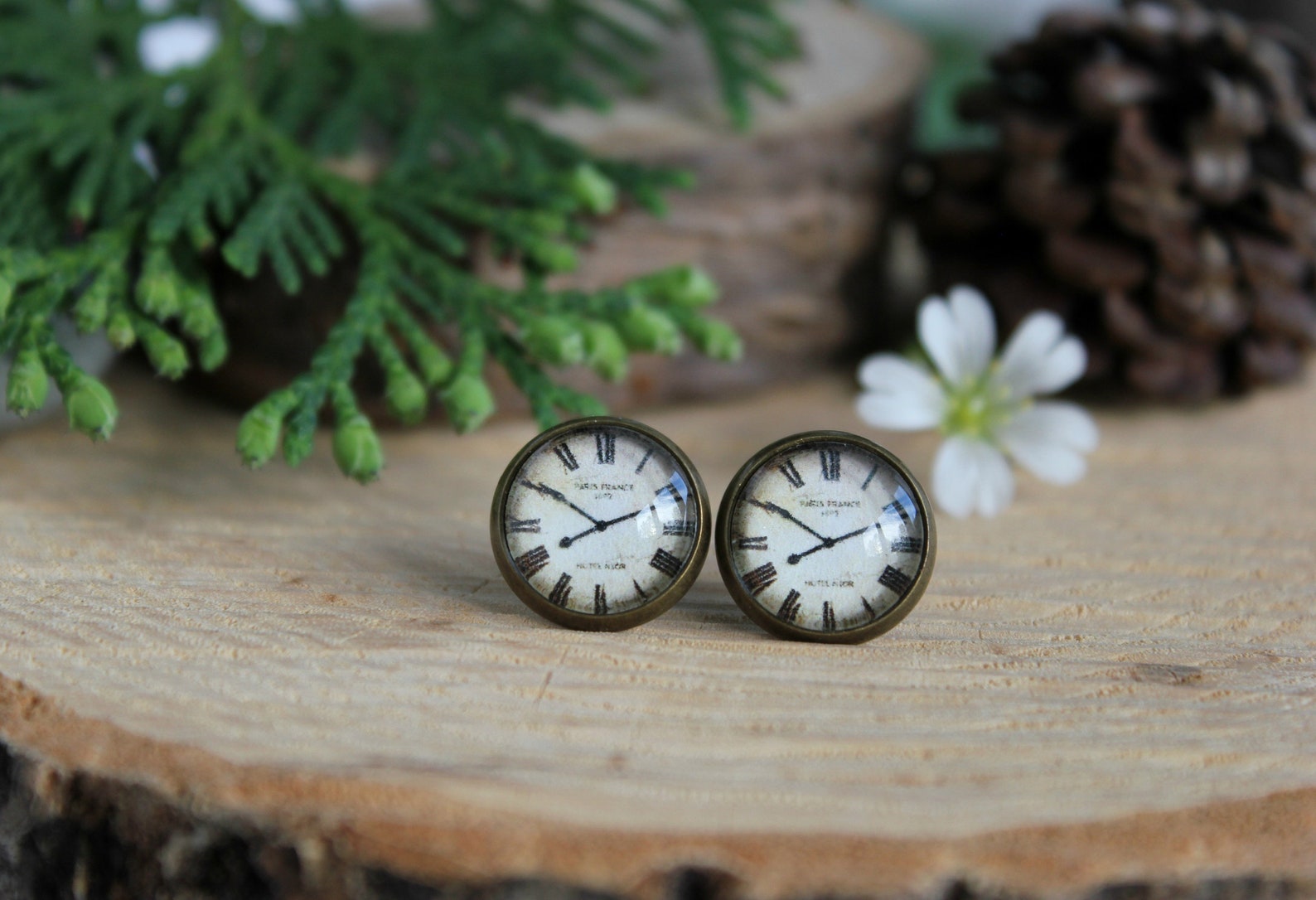 Clock Stud Earrings Clock Dial Jewelry Vintage Clock - Etsy