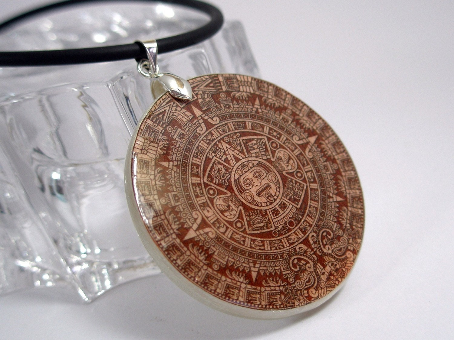 Round Maya Calendar Pendant Made Out of Polymer Clay Ancient - Etsy
