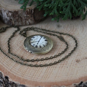 Vintage Clock Locket Necklace | Photo Locket | Antique Bronze Photo ...