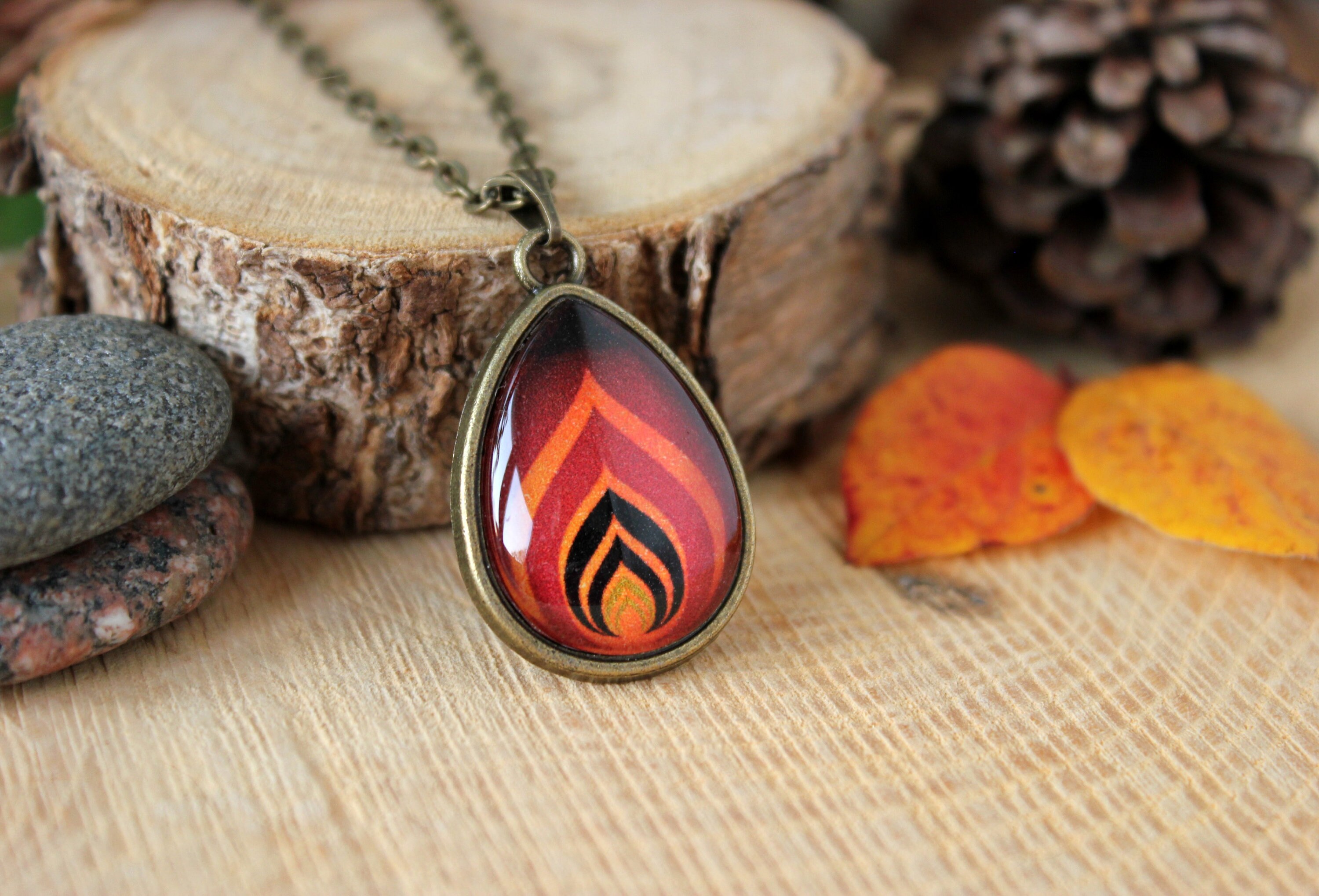 Levels of Flame Pendant Fire and Flames Jewelry Tear Drop | Etsy