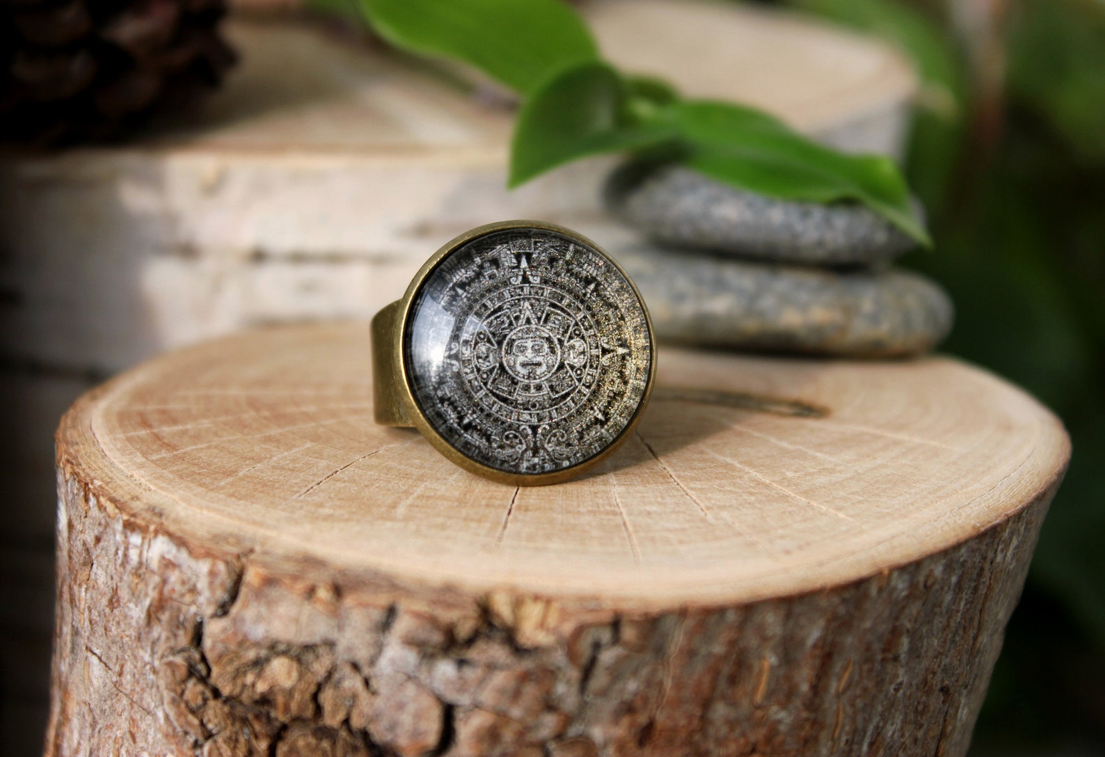 Mayan Calendar Ring Sparkling Ring Aztec Calendar - Etsy