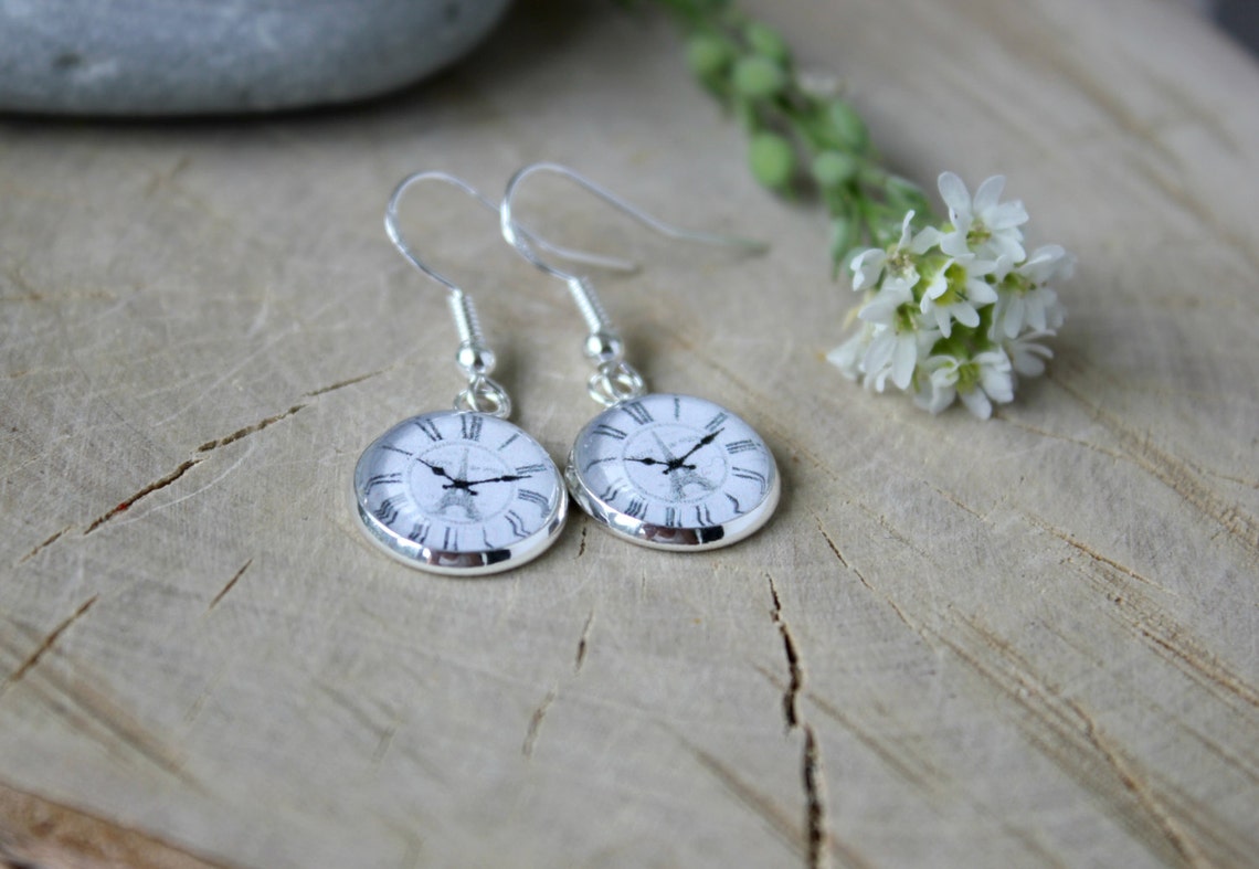 Vintage Clock Dangle Earrings | Clock Dial Jewelry | Retro Watch ...