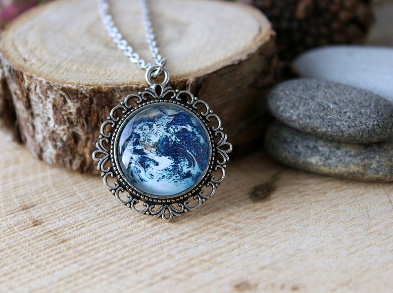 Planet Earth Pendant Earth Pendant Galaxy Jewelry Space | Etsy