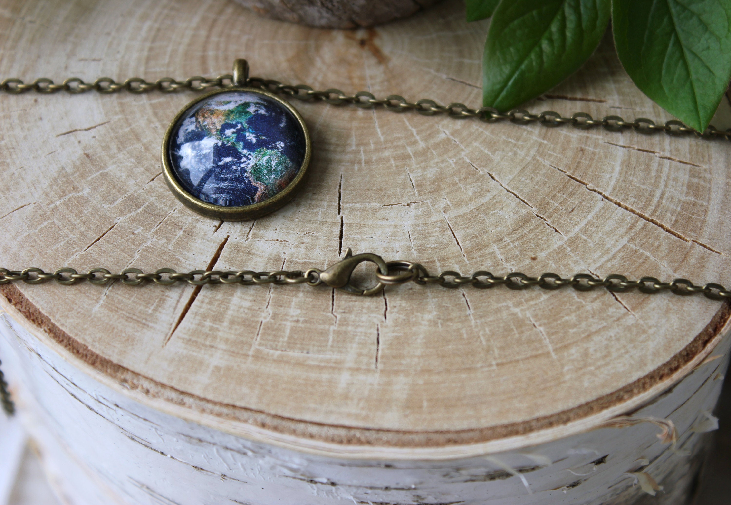 Planet Earth Pendant | Earth Necklace | Space Jewelry | Antique Bronze ...
