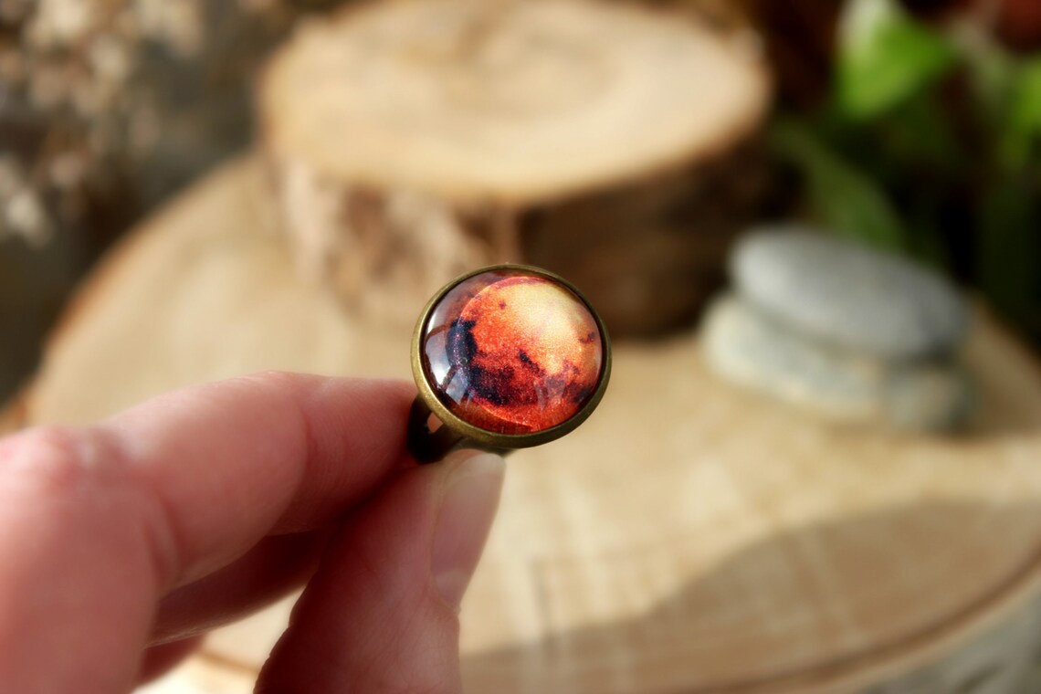 Mars Ring Antique Bronze Ring Space Jewelry Mars Jewelry - Etsy
