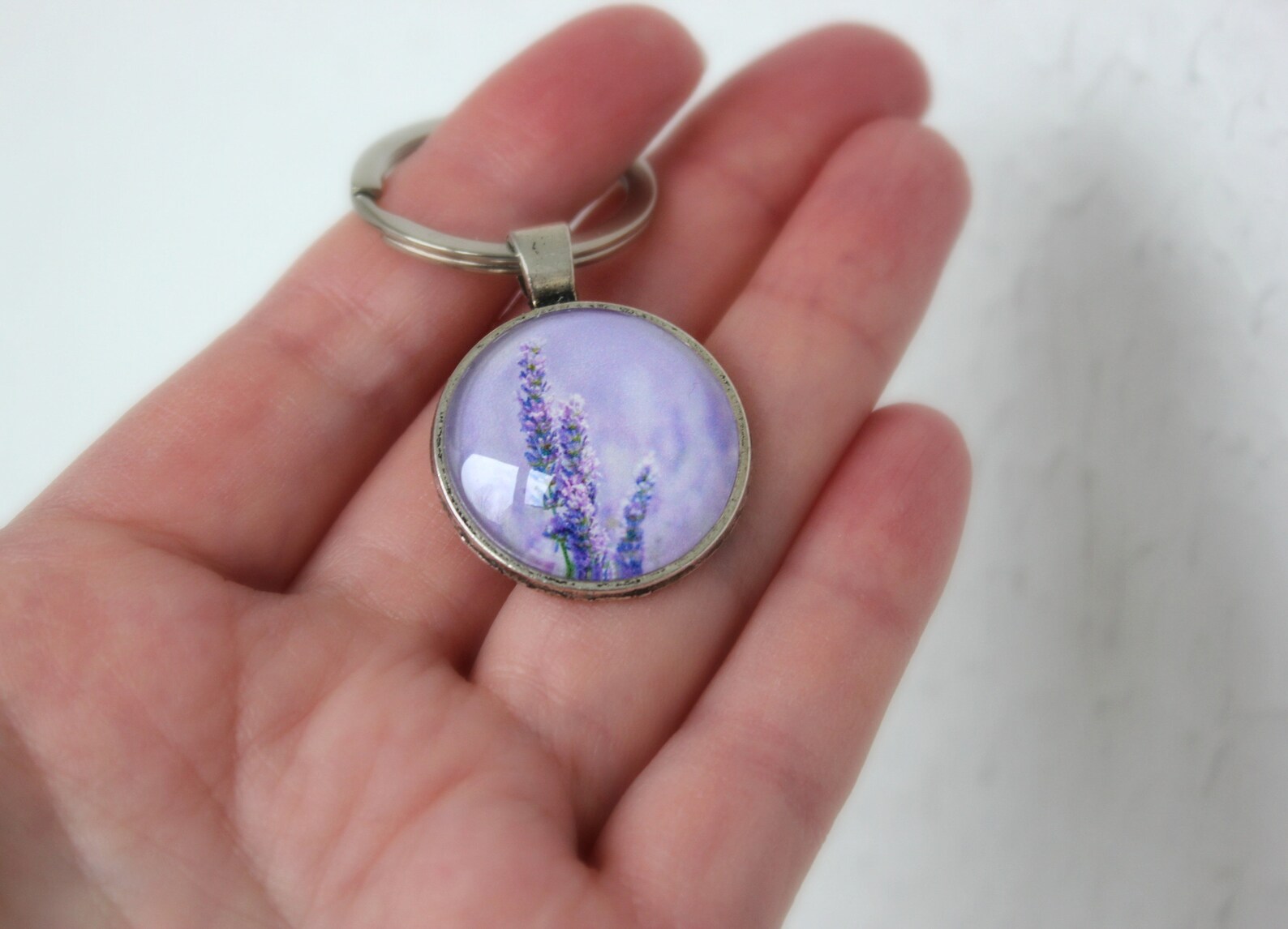 Lavender Keychain | Lavender Key Ring | Flower Keychain | Women Gift ...