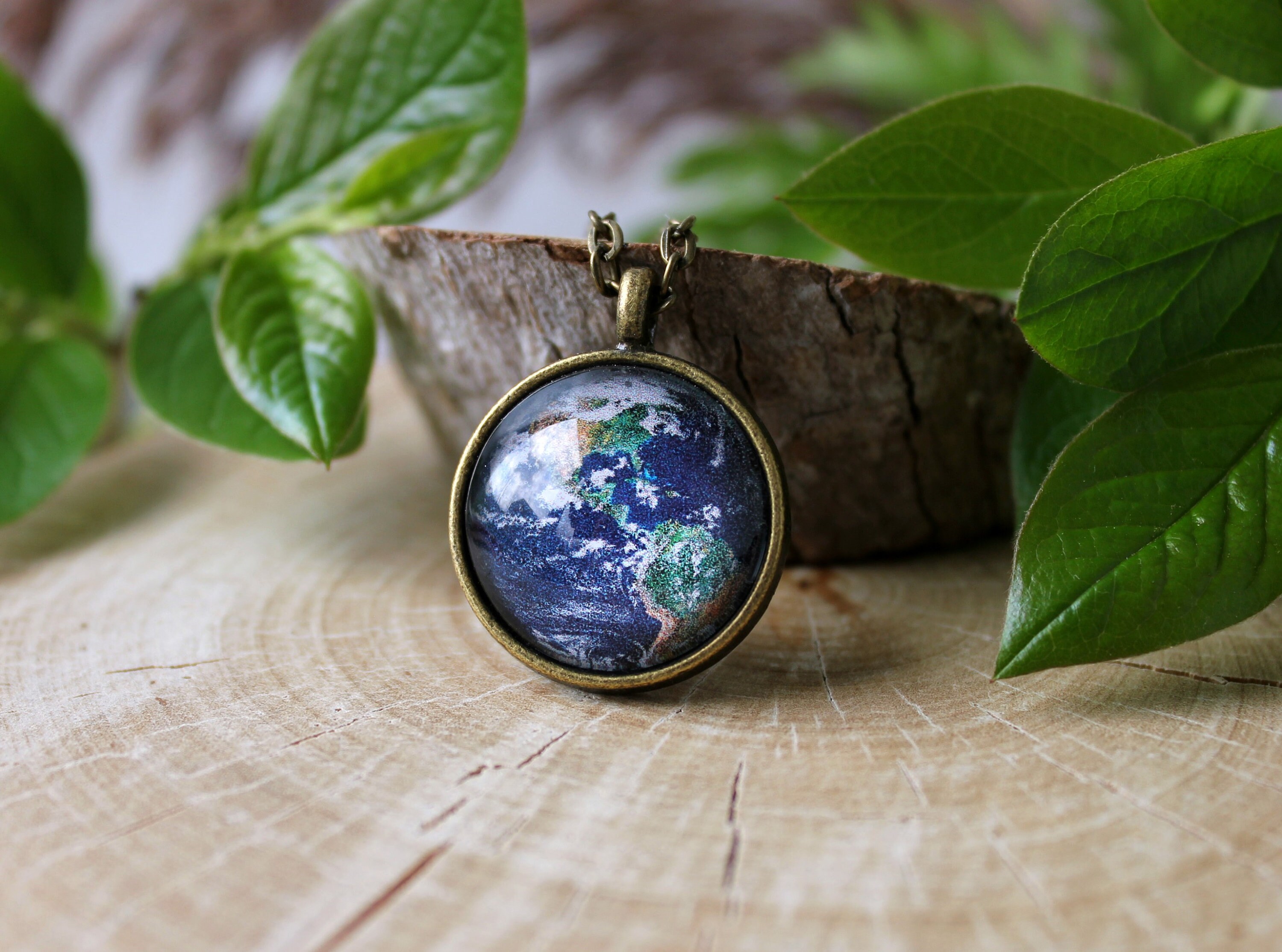 Planet Earth Pendant | Earth Necklace | Space Jewelry | Antique Bronze ...