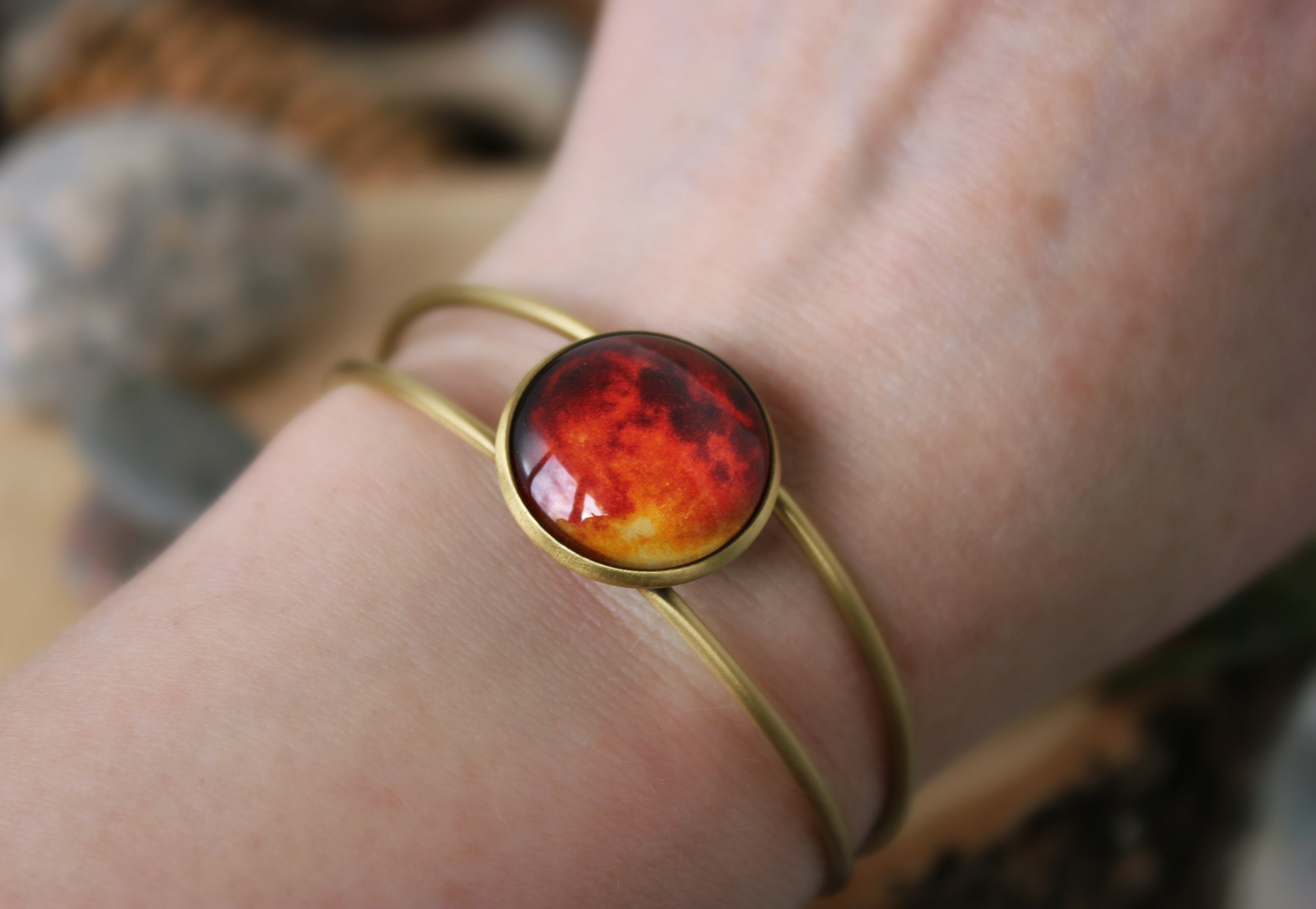 Red Moon Cuff Bracelet Blood Moon Bracelet Full Moon | Etsy