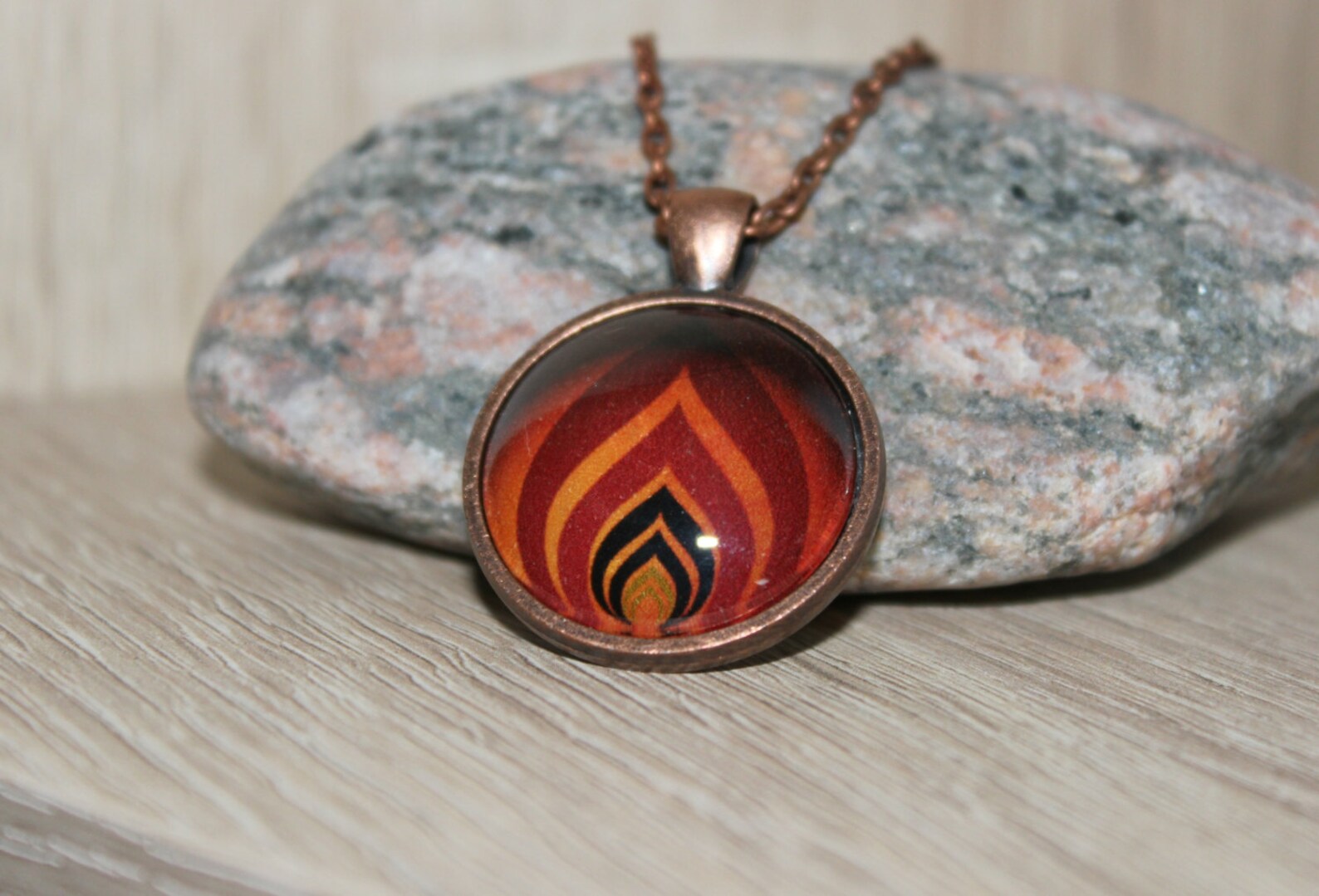 Levels of Flame Pendant Antique Copper Necklace Fire and | Etsy