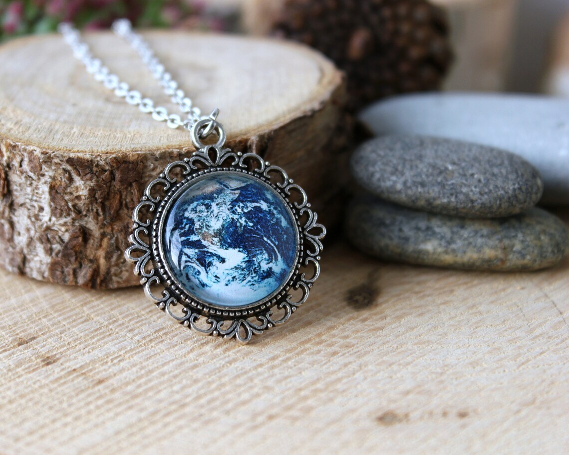 Planet Earth Pendant Earth Pendant Galaxy Jewelry Space - Etsy