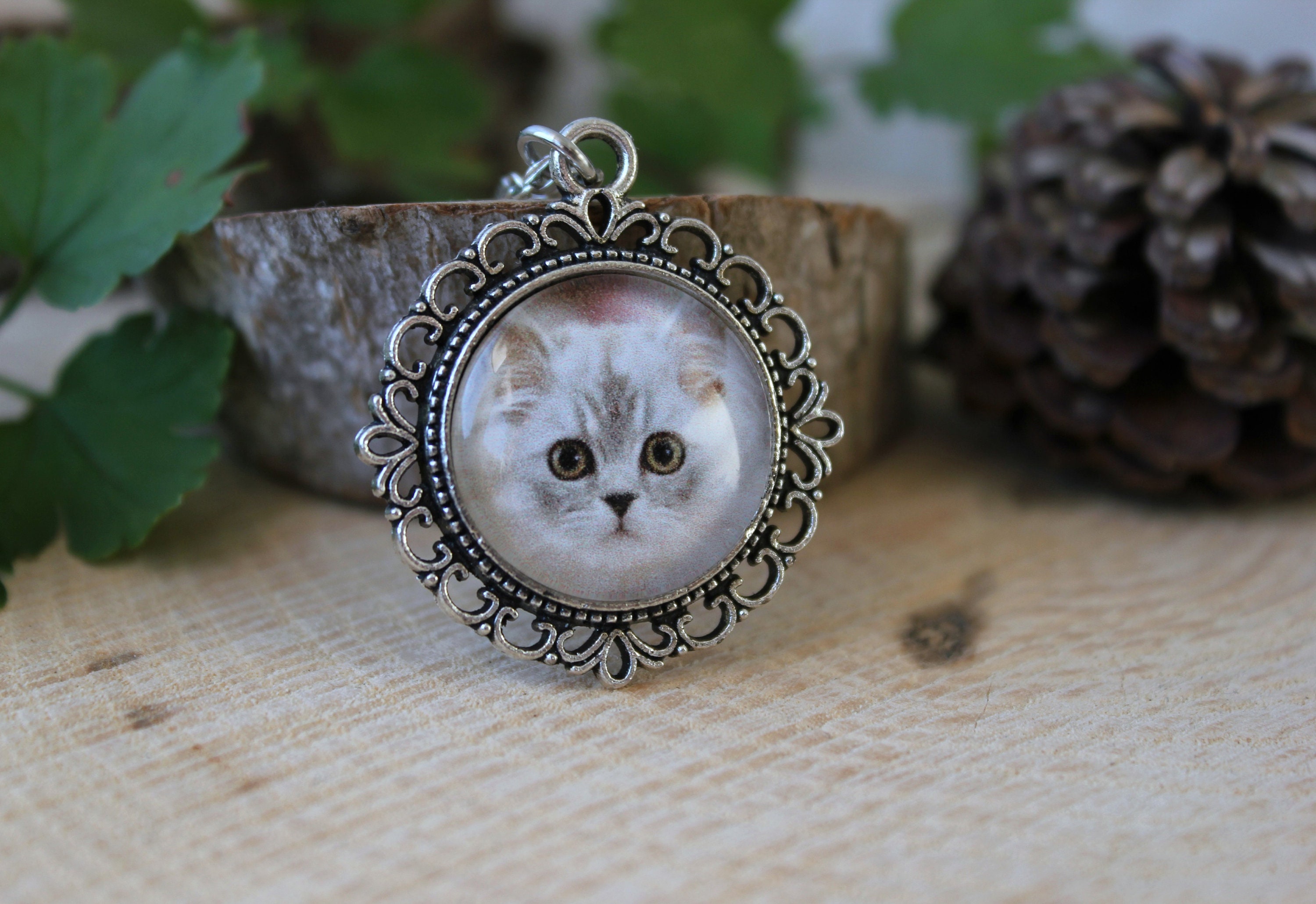 Cute Cat Necklace Cat Pendant Cat Jewelry Silver Tone | Etsy