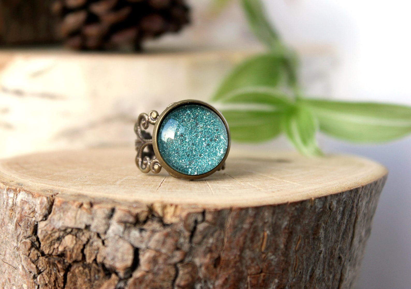 Glitter Ring | Turquoise Sparkling Ring | Glitter Jewelry | Sparkly ...