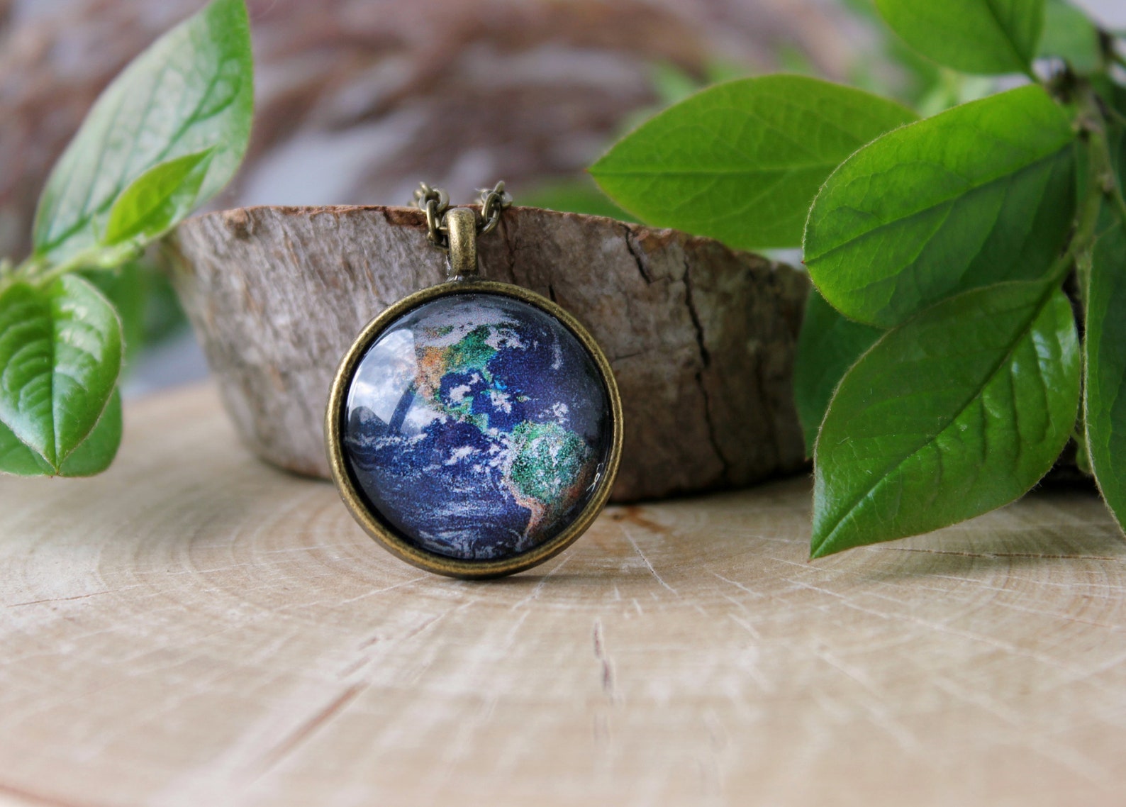 Planet Earth Pendant | Earth Necklace | Space Jewelry | Antique Bronze ...