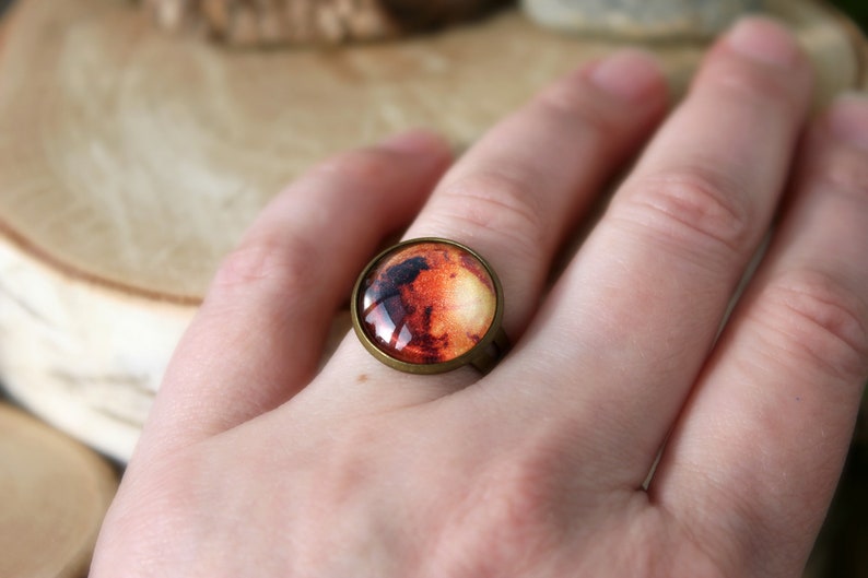 Mars Ring Antique Bronze Ring Space Jewelry Mars Jewelry - Etsy