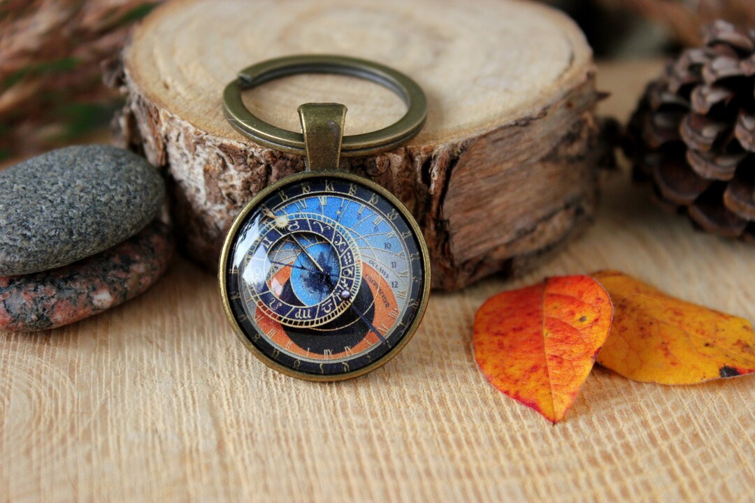 Prague Astronomical Clock Keychain | Antique Bronze Finish - Etsy
