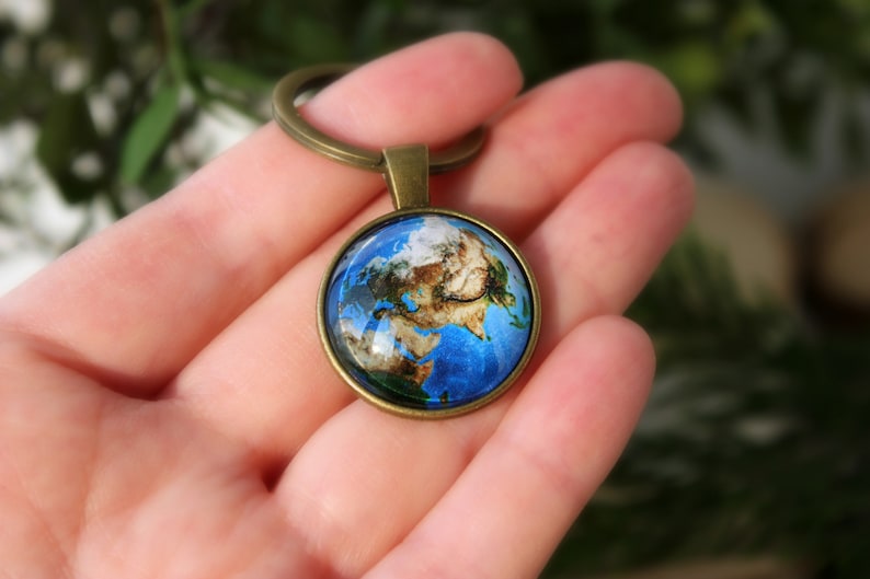 Planet Earth Keychain Galaxy Keychain Earth Keychain - Etsy