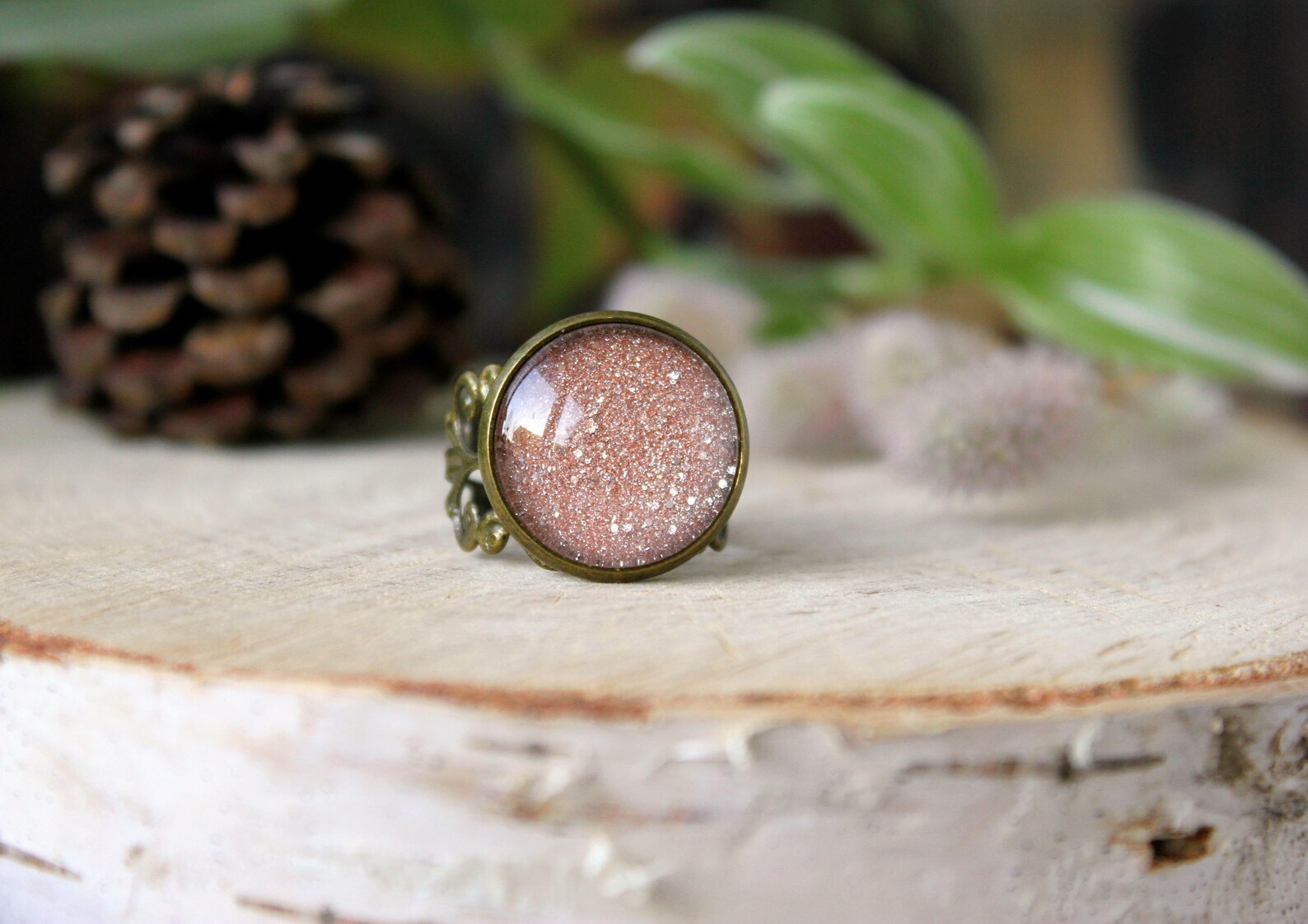 Glitter Ring Rose Gold Sparkling Ring Glitter Jewelry - Etsy