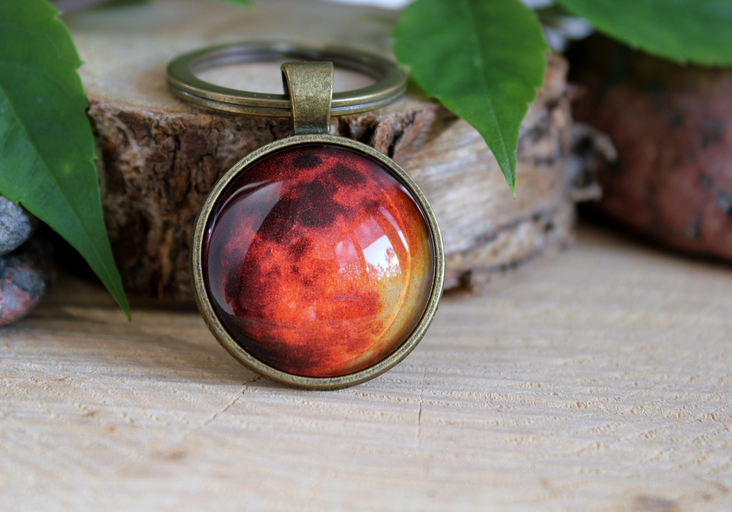 Red Moon Keychain Blood Moon Keychain Full Moon Keychain | Etsy