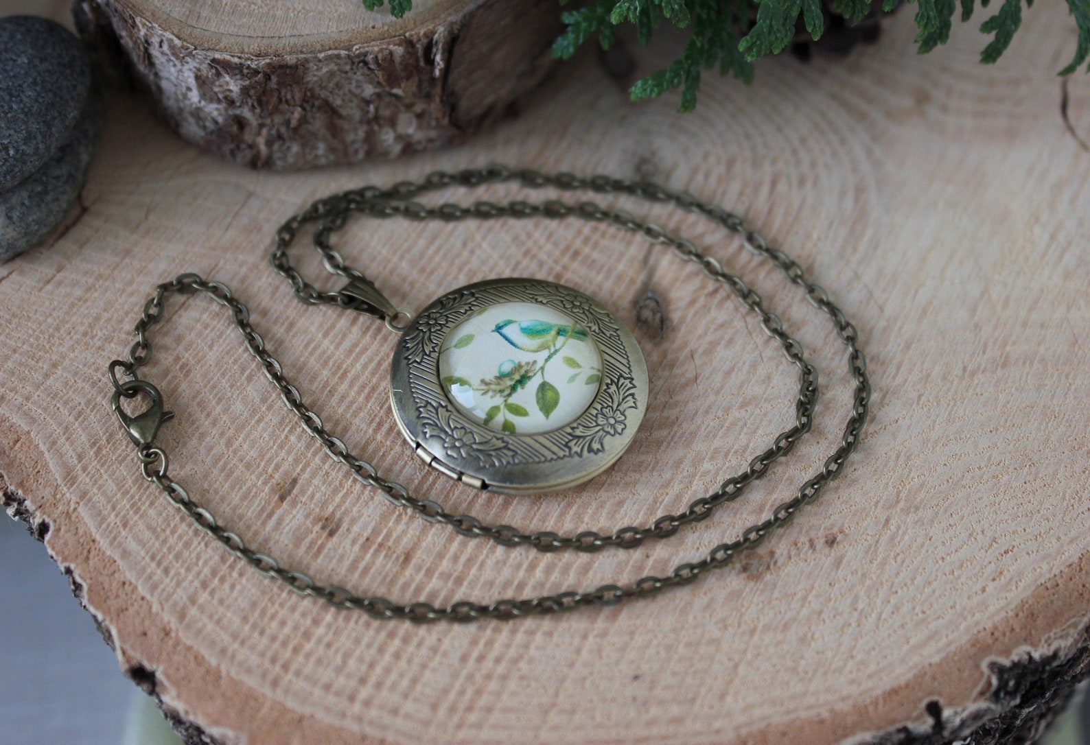 Bird Locket Necklace Photo Locket Vintage Bird Pendant - Etsy