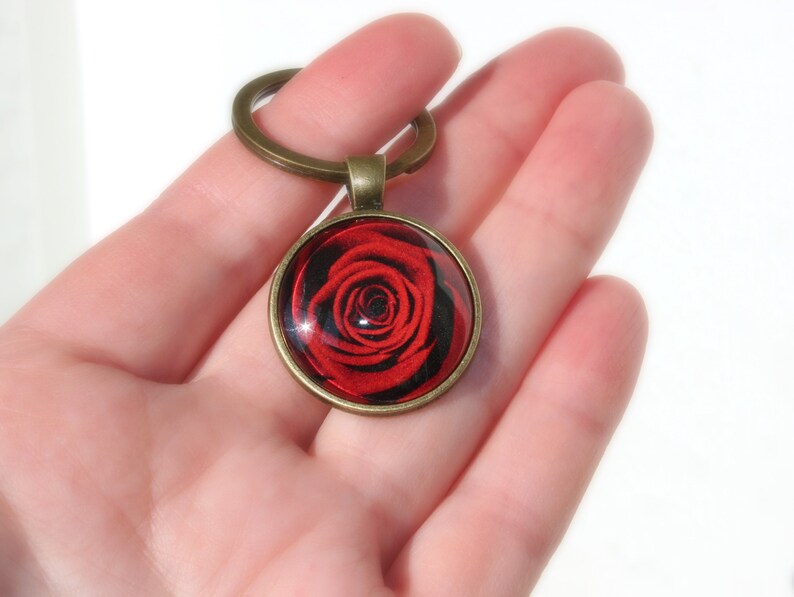 Red Rose Keychain Rose Keychain Flower Keychain - Etsy