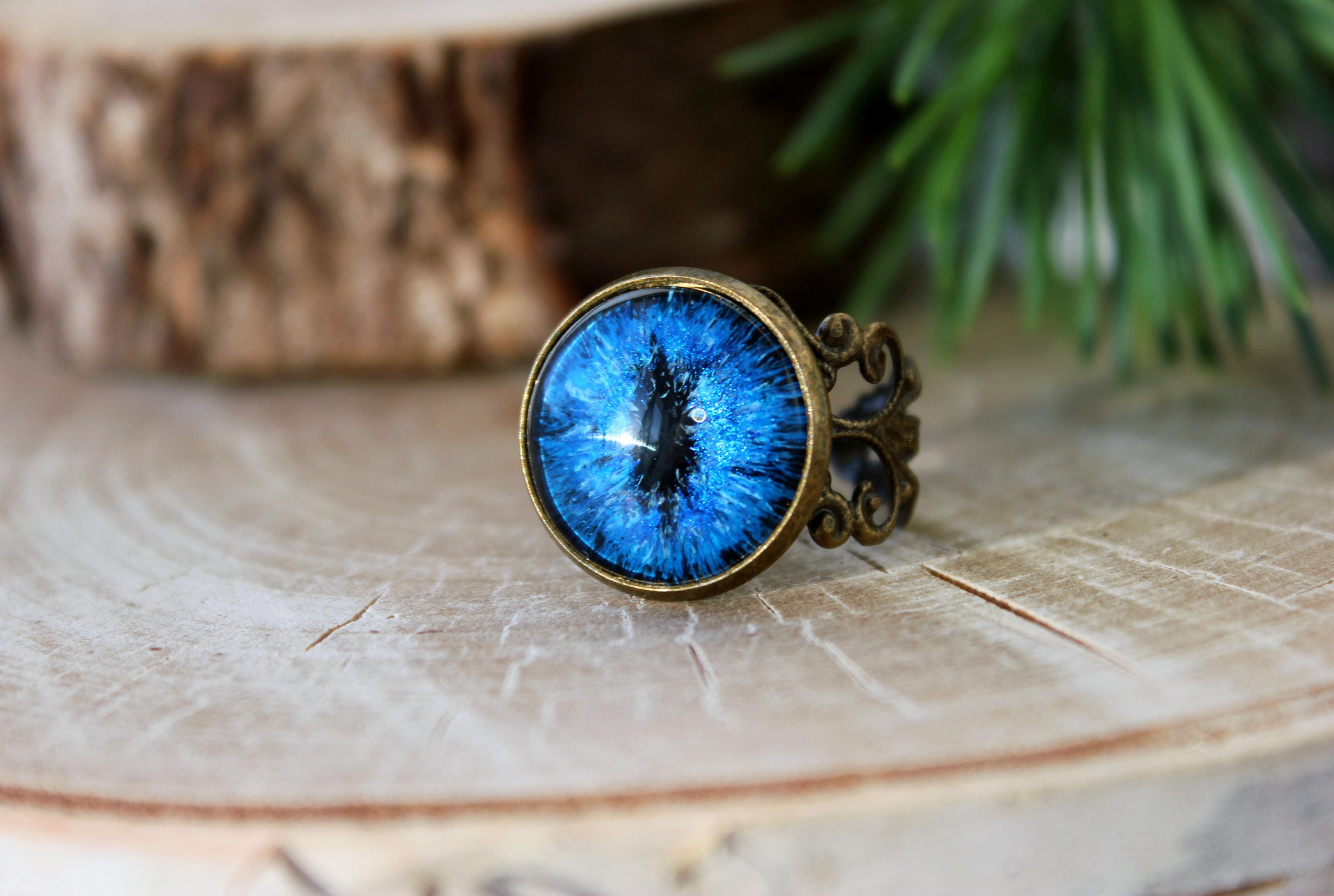 Dragon Eye Ring Blue Dragon Eye Hand Painted Glass Eye - Etsy