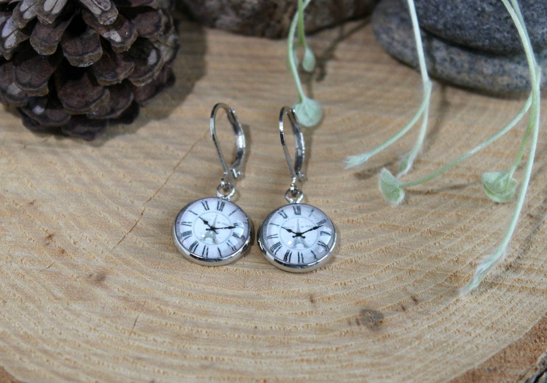Retro Watch Earrings | Vintage Clock Dangle Earrings | Clock Dial ...