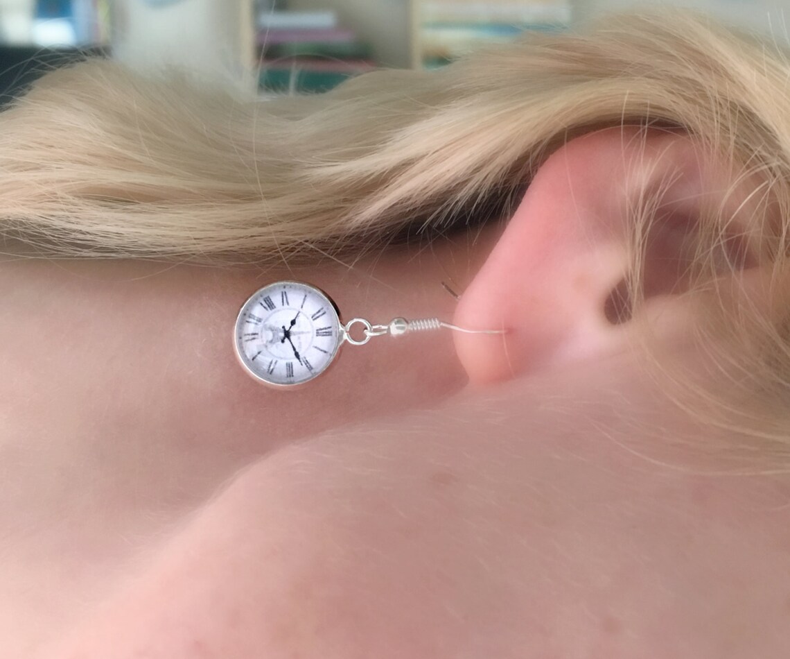 Vintage Clock Dangle Earrings | Clock Dial Jewelry | Retro Watch ...