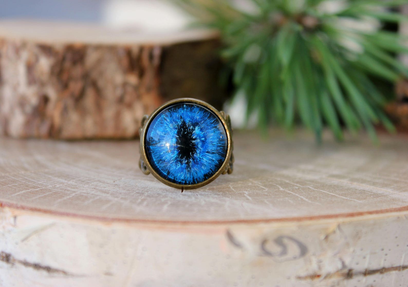 Dragon Eye Ring Blue Dragon Eye Hand Painted Glass Eye - Etsy